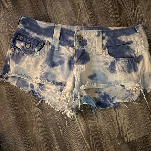 True Religion | Shorts | True Religion Blue And Cream Jean Shorts ...
